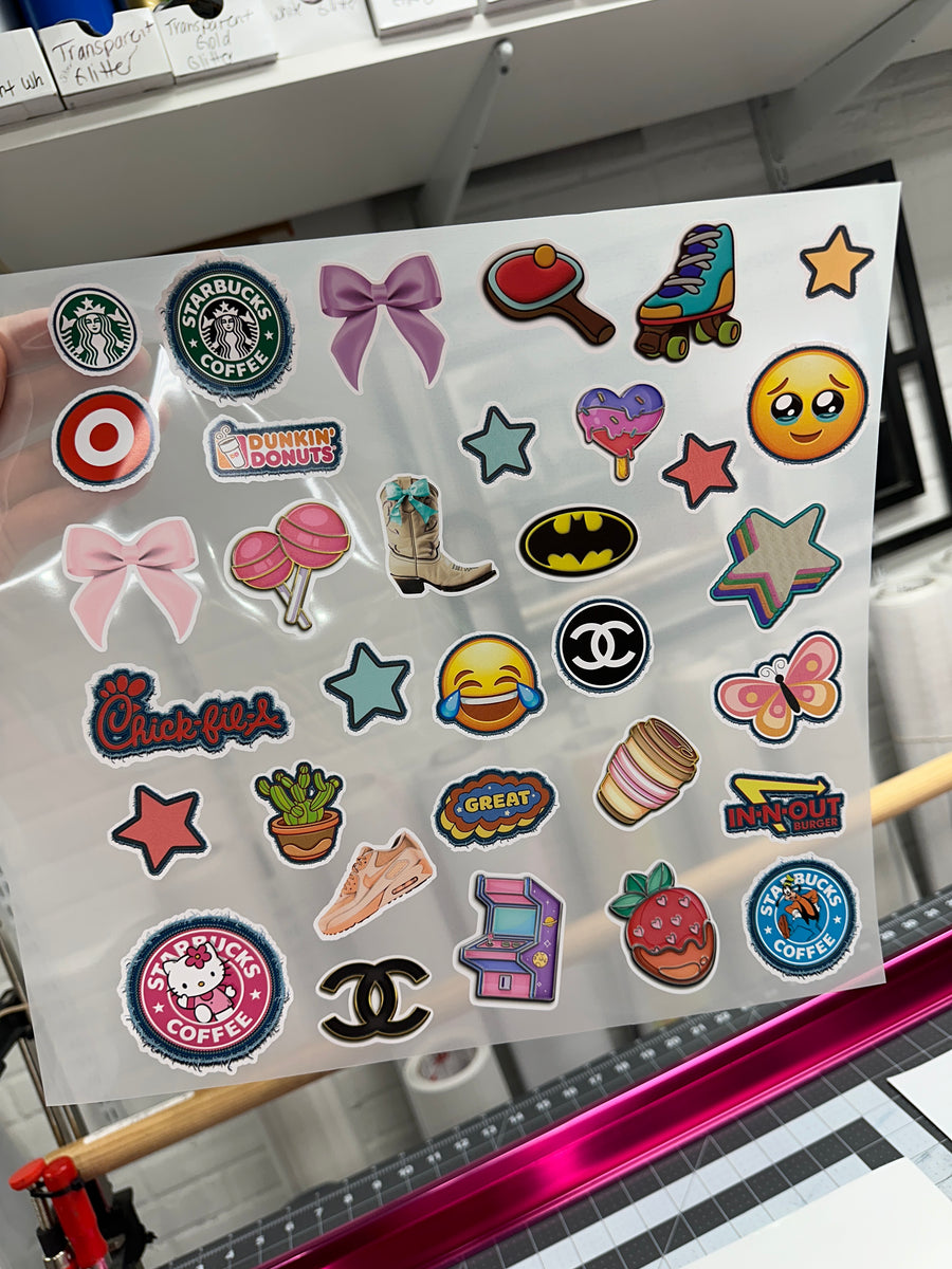 HTV Transfer Gang Sheet 12 x 12 inches | Assorted Pins and Patches – MY ...